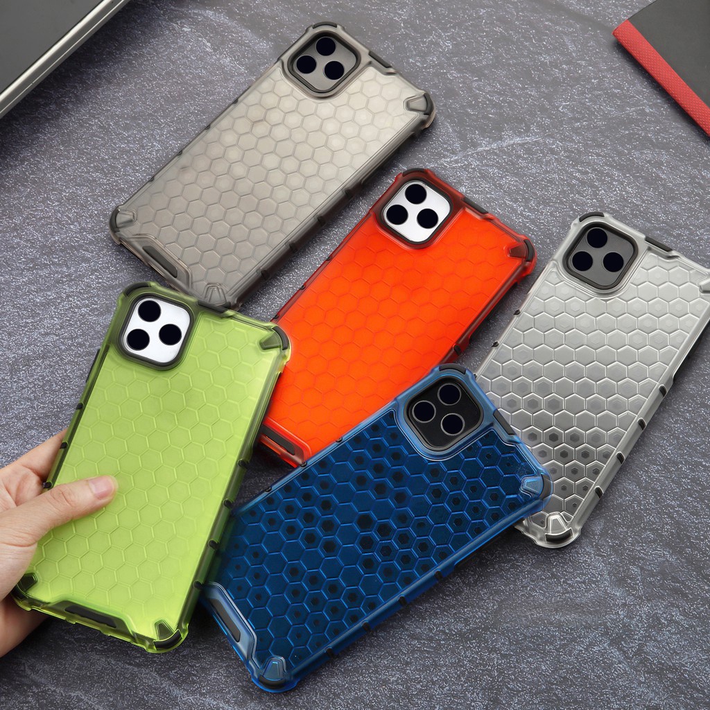 Honeycomb Hybrid Semi Transparent Shock Absorption Cover for IP 12 pro ...