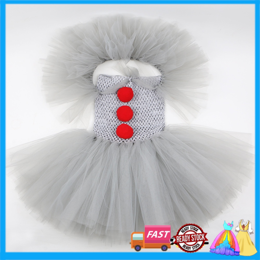 Halloween Costume For Kids Gray Girls Tutu Dress Kids Cosplay Joker ...