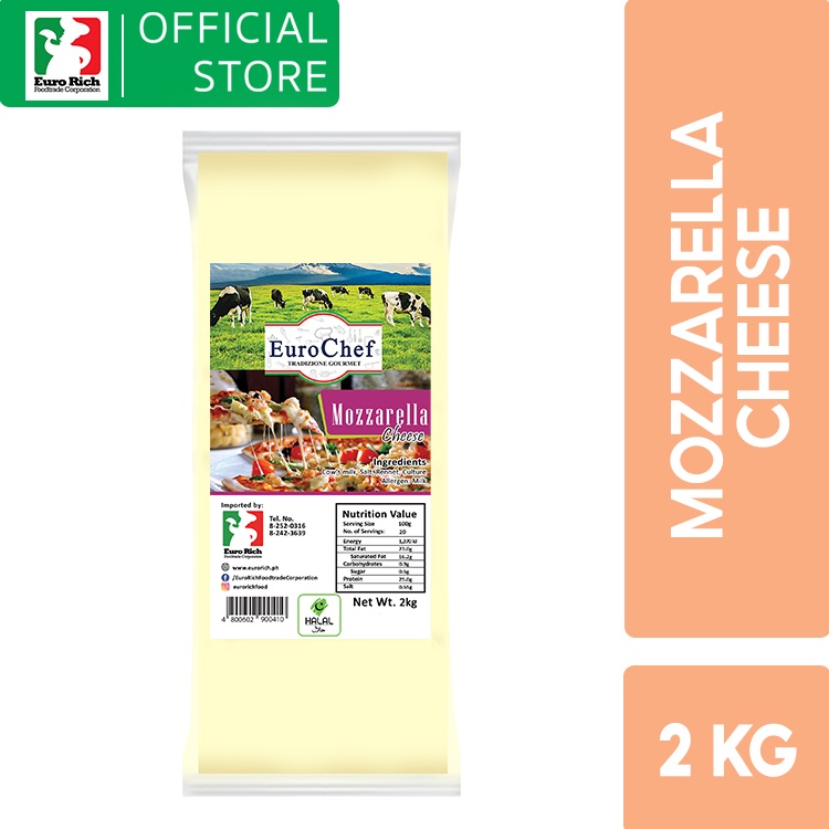 Euro Chef Mozzarella Cheese Block 2kg | Shopee Philippines