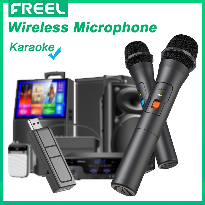 FREEL Wireless Microphone, VHF Dual Cordless Handheld Dynamic ...
