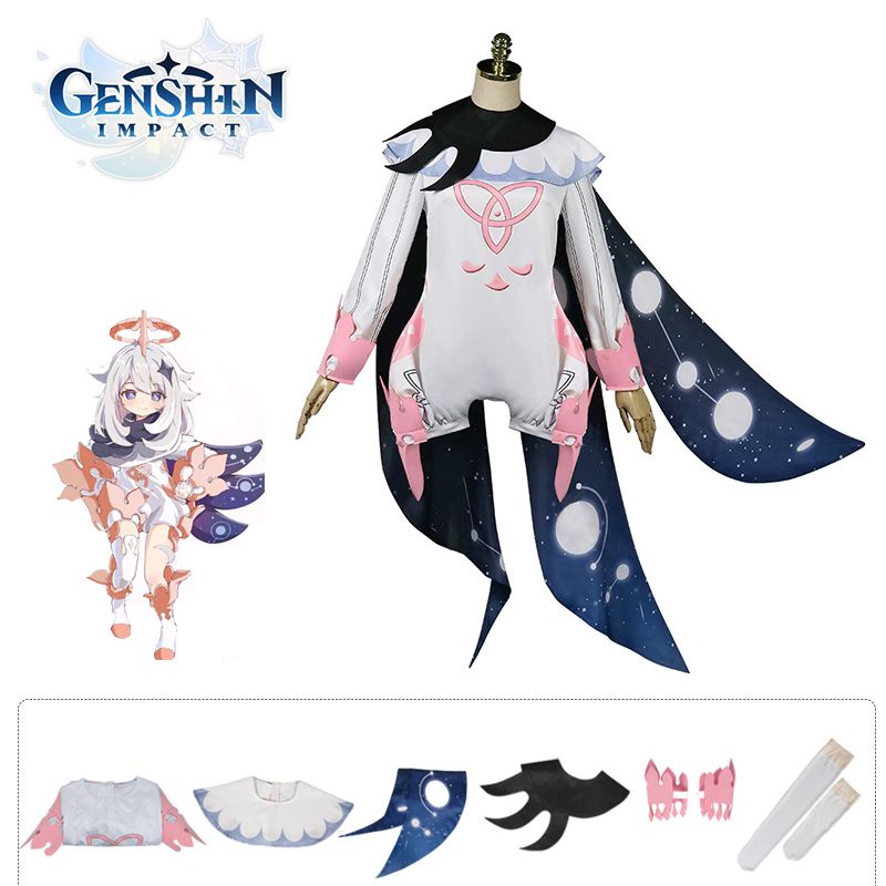 Game Genshin Impact Paimon Cosplay Lolita Dress Cute Anime Jumpsuits ...