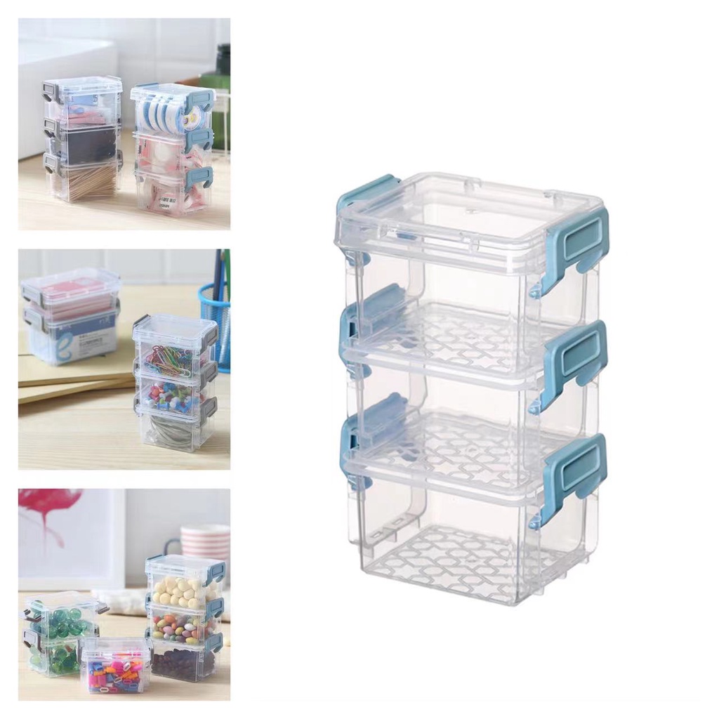 3in1 Transparent Plastic Jewelry Storage Box Stackable Storage Box with ...