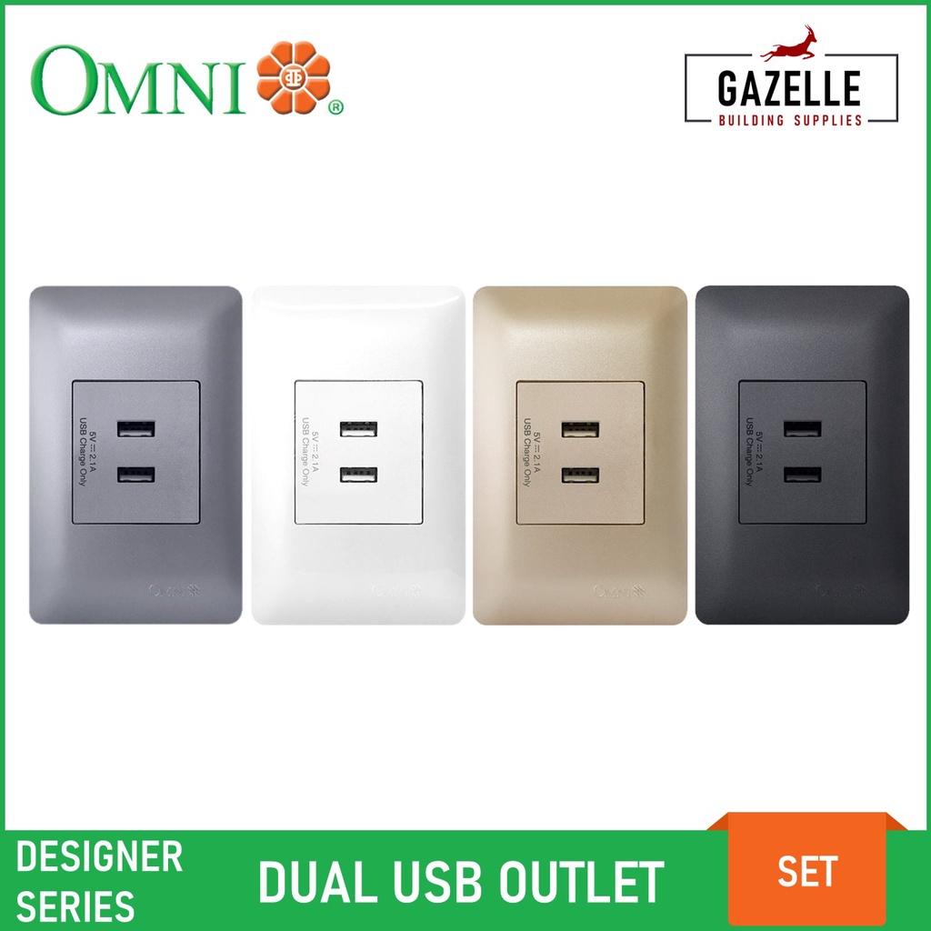 Omni Designer Series Universal & USB Outlets 16A 1 / 2 / 3 Gang Ivory / Brass / Graphite ...