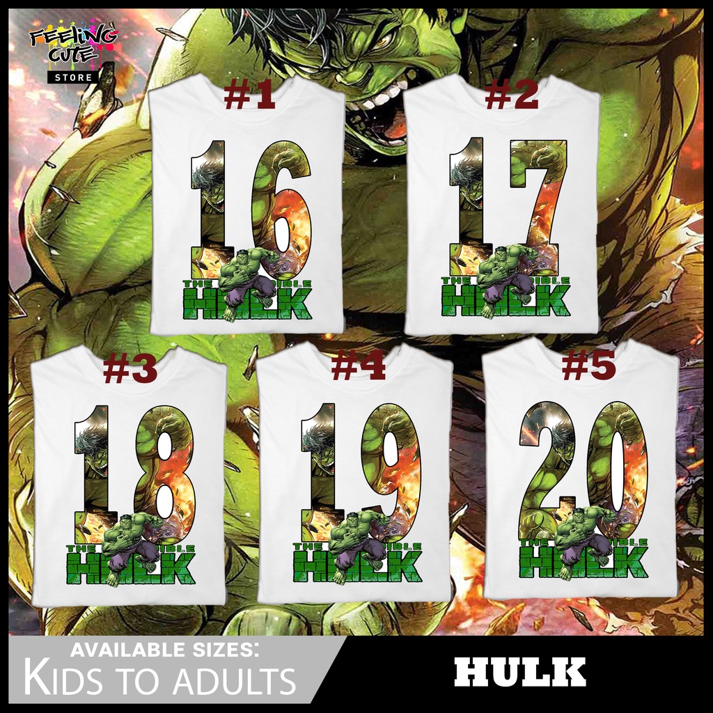 Hulk Aven gers Shirt Number Hulk Incredible 16 17 18 19 20 Number Shirt ...
