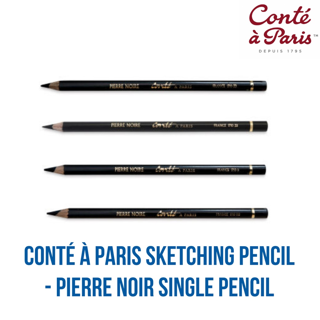 ART HUB - CONTE A PARIS Pierre Noire Sketching Pencils (B, 2B, 3B, HB ...