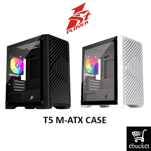 1st Player T5 BLACK WHITE Gaming Case Chassis Casing M-ATX PC Cases RGB ...