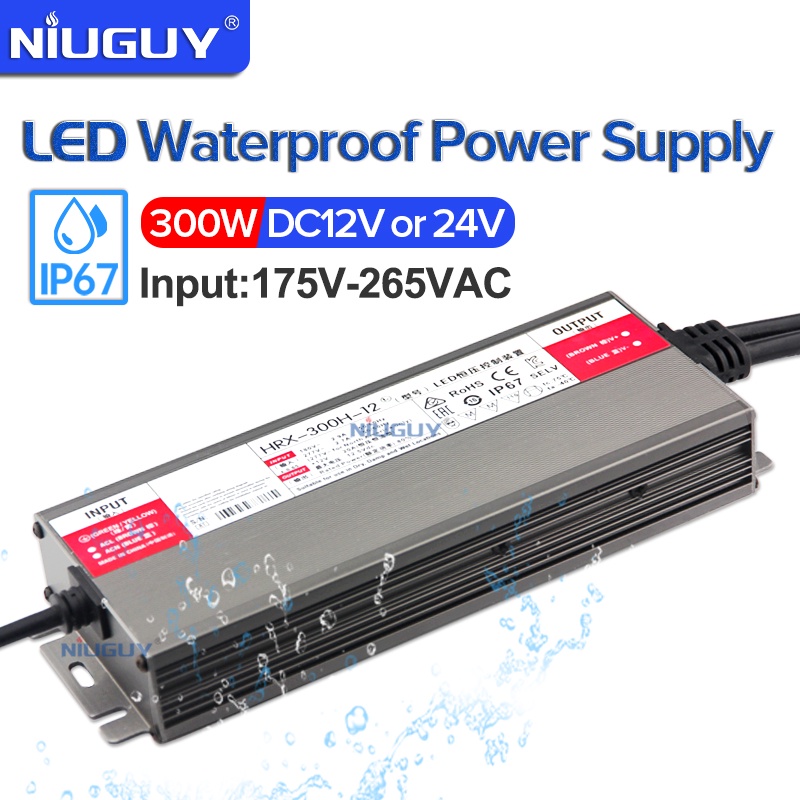 300Watts Waterproof LED Power Supply-IP67,300W Transformer AC175V-240V to DC12V/DC24V, LED ...
