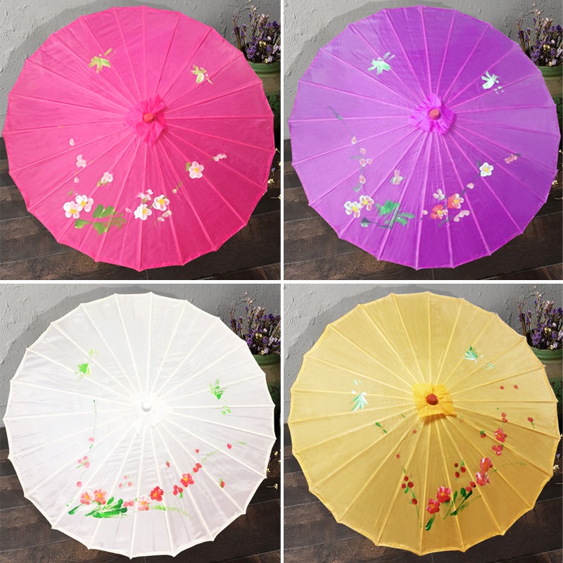 Classical Silk Umbrella Cheongsam Catwalk Dance Chinese Antique Flower ...