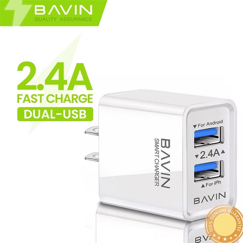 [GK] BAVIN PC273 2.4A Quick Charging Wall Charger 5V Dual Port USB ...