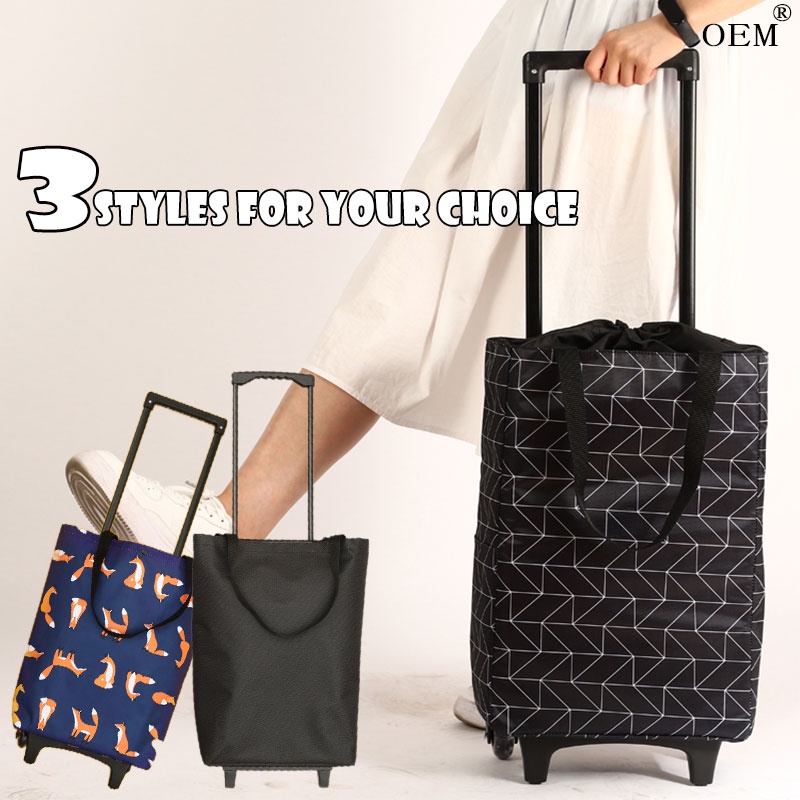 trolley bag Collapsible Shopping Cart with Wheels Reusable Shopping ...
