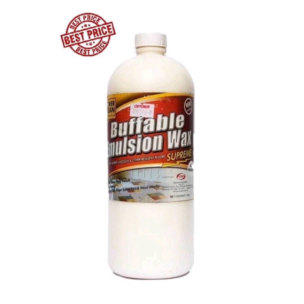 Powerclean Buffable Emulsion Wax Supreme 1 Liter/ Non Buffable Wax ...