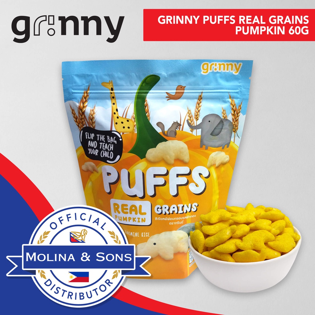 GRINNY PUFFS REAL GRAINS PUMPKIN 60G | Shopee Philippines