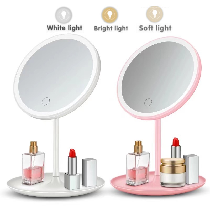 LED Vanity Mirror with Light Rechargeable Makeup Mirror Adjustable Face ...