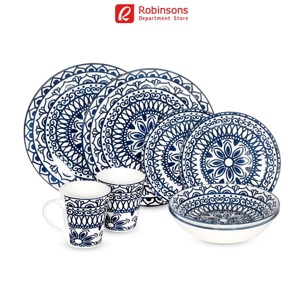 Masflex 8-pc Boho Porcelain Dinner Set (White/Blue) | Shopee Philippines