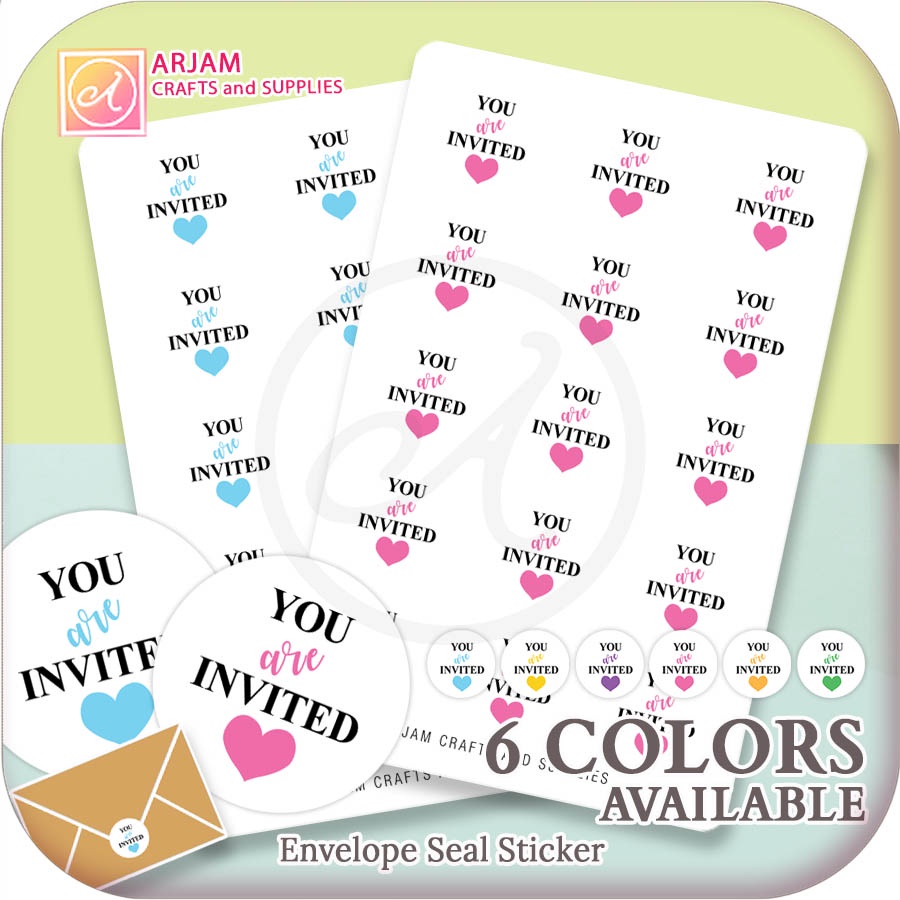15 pcs. Peel Off Stickers, You Are Invited, DIY Invitation Seal, Kiss cut Sticker, Envelope ...