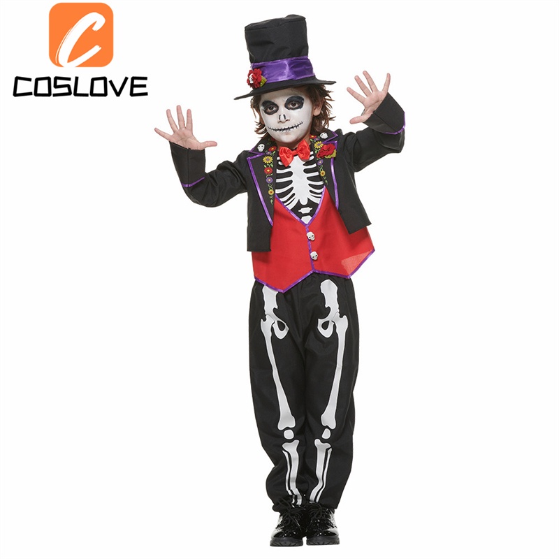 2022 New Suit Cosplay Mexican Day Of The Dead Little Boy Costume Theme ...