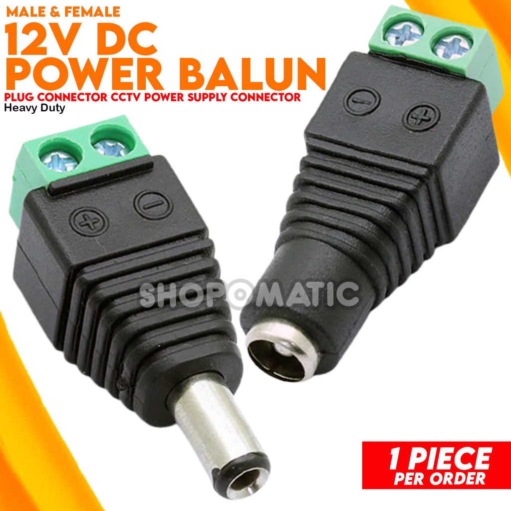 🟧 12V DC Male & Female Power Balun Plug Connector per pc 🟧 | Shopee ...