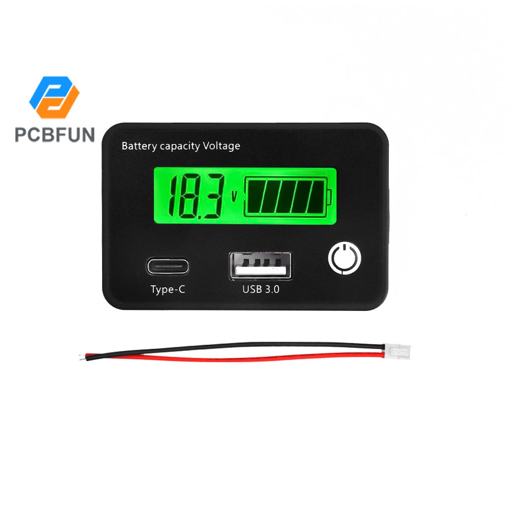 Pcbfun Dc8 30v Lead Acid Lithium Battery Capacity Indicator Car Motorcycle Digital Voltmeter