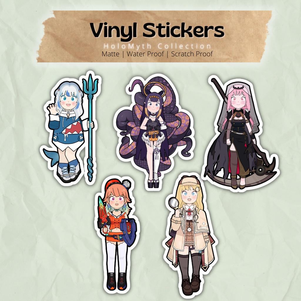 Vinyl Stickers HoloMyth HoloLive Waterproof for Tumbler etc | Gura ...