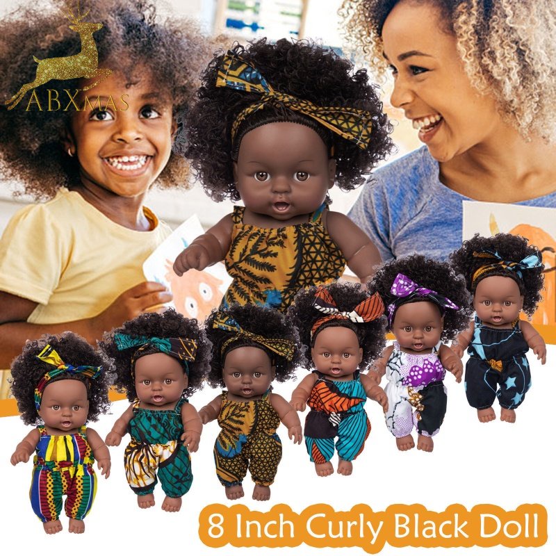 8-inch Black African Explosion Head Wear A Headscarf Lifelike Dolls ...