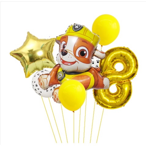 7 Pieces Paw Patrol Balloon Set Rubble Foil Balloon 32inch Number Balloon Baby Shower Birthday ...