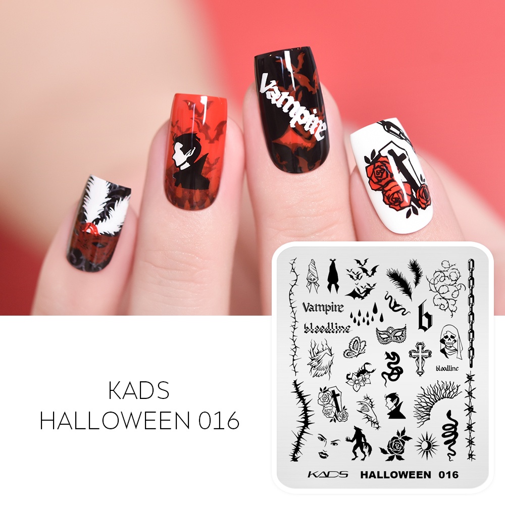 KADS HALLOWEEN Series Nail Stamping Plates Vampire Blood Rose Templates ...