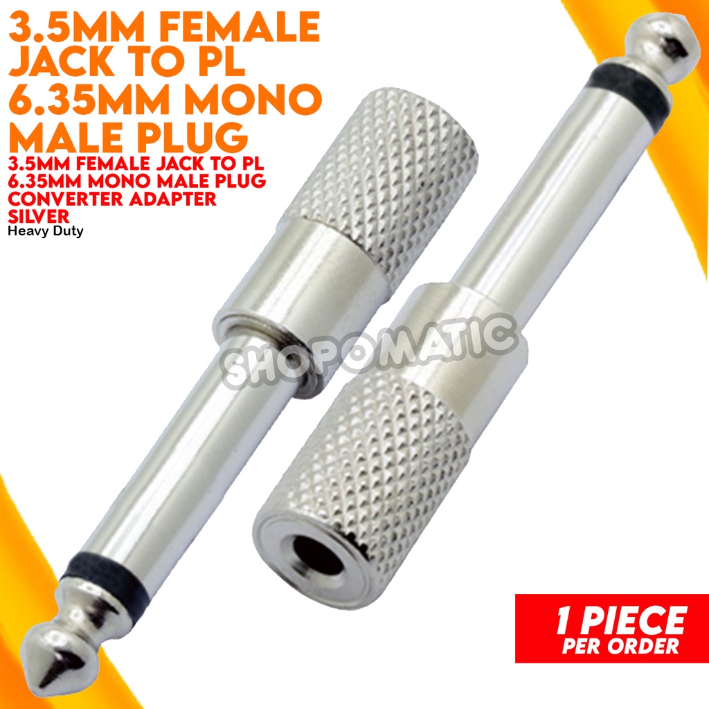 🟧3.5mm Female Jack to PL 6.35mm Mono Male Plug Converter Adapter ...