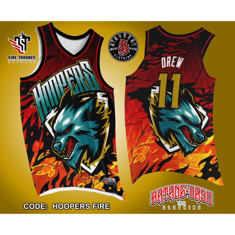 HOOPERS FIRE JERSEY INSPIRED FULL SUBLIMATION BASKETBALL JERSEY FREE ...