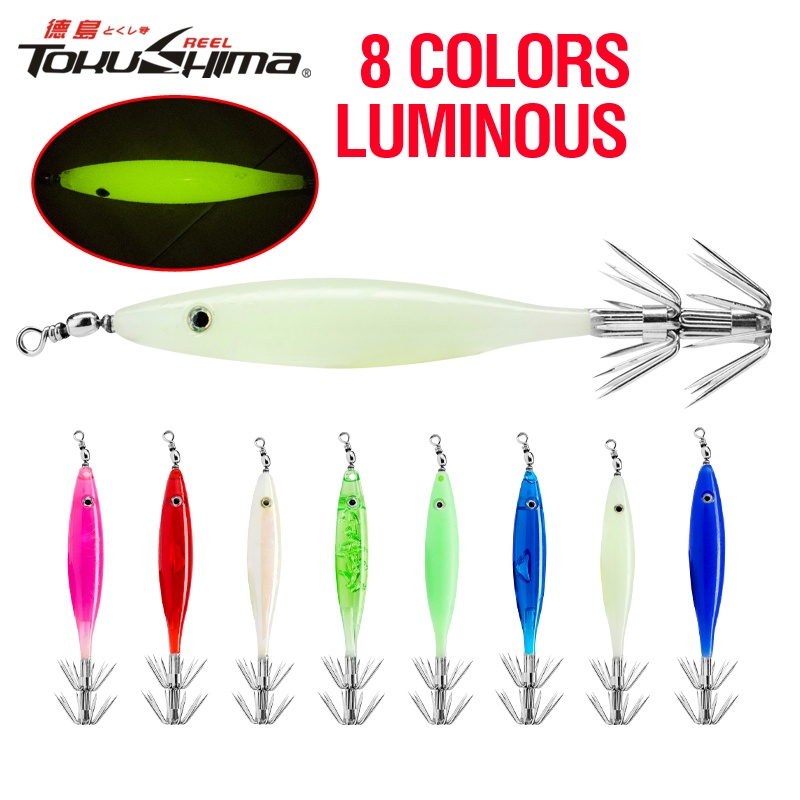1Pcs 6cm/5g Luminous Squid Lure Glow in Dark 8 Colors Artificial ...