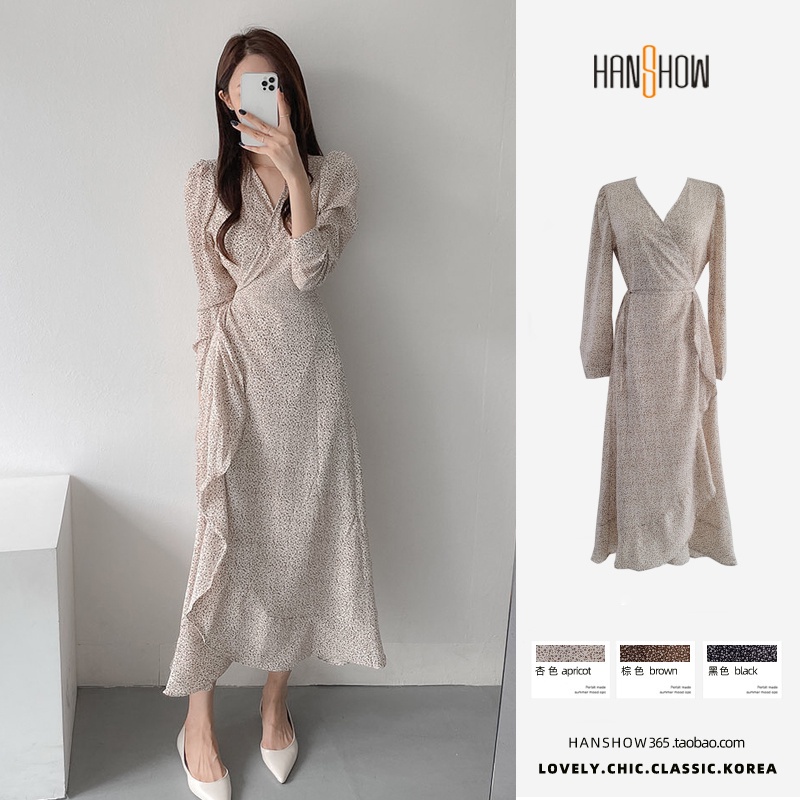 Cod Women Clothes SkirtsFrench Vintage Long Dress 2022 Spring V-neck ...