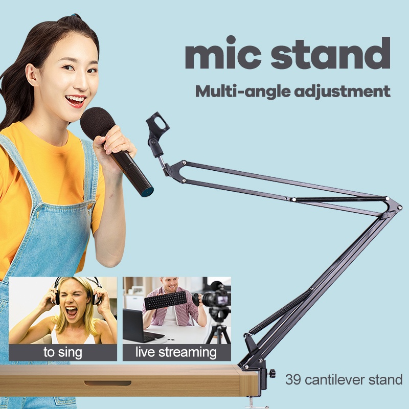 360 Rotating Adjustable Microphone Stand Suspension Boom Scissor Arm ...