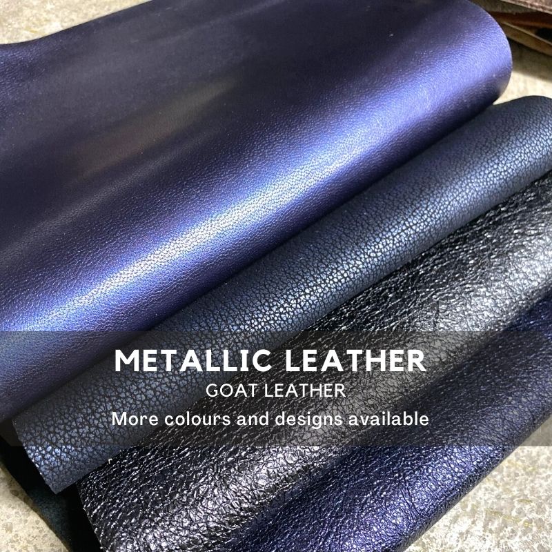 METALLIC Goatskin Leather Glitter Foil on Suede for Leathercraft ...