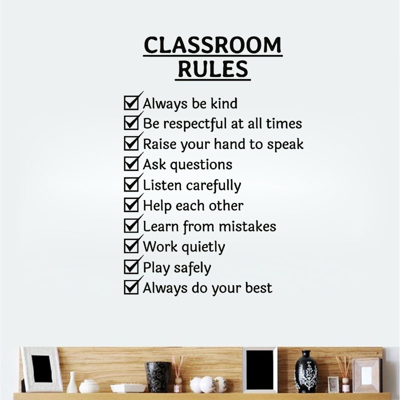 Classroom Rules Words Wall Sticker Study Room School Wall Decals Home ...