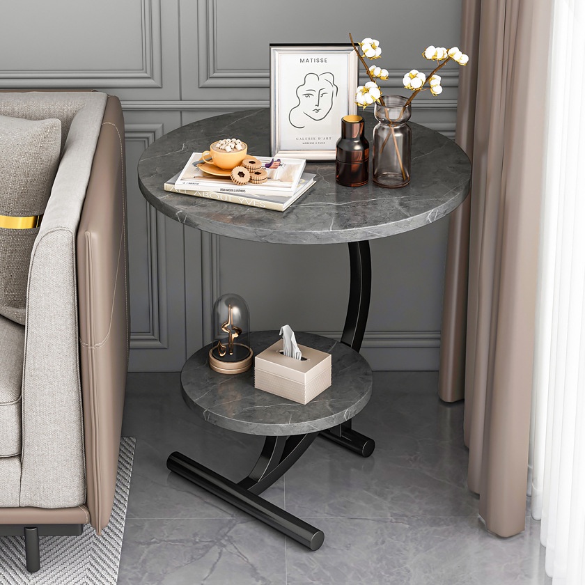 Sanxun Sofa Side Table Simple Marble Living Room Coffee Table C-type ...