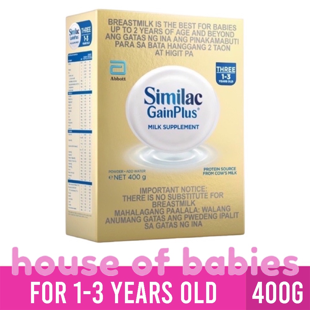 Similac GainPlus 400g (1-3 years) | Shopee Philippines