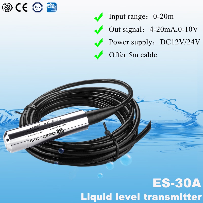 24VDC Liquid Level Transmitter Integrate Transducer 5m Cable Length ...