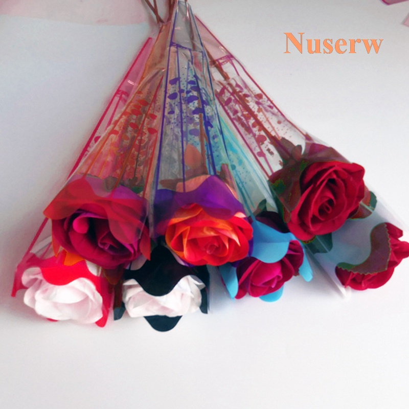 Nuserw 100pcs Single Rose Package Bag Flower Bouquet Wrapping Bag ...