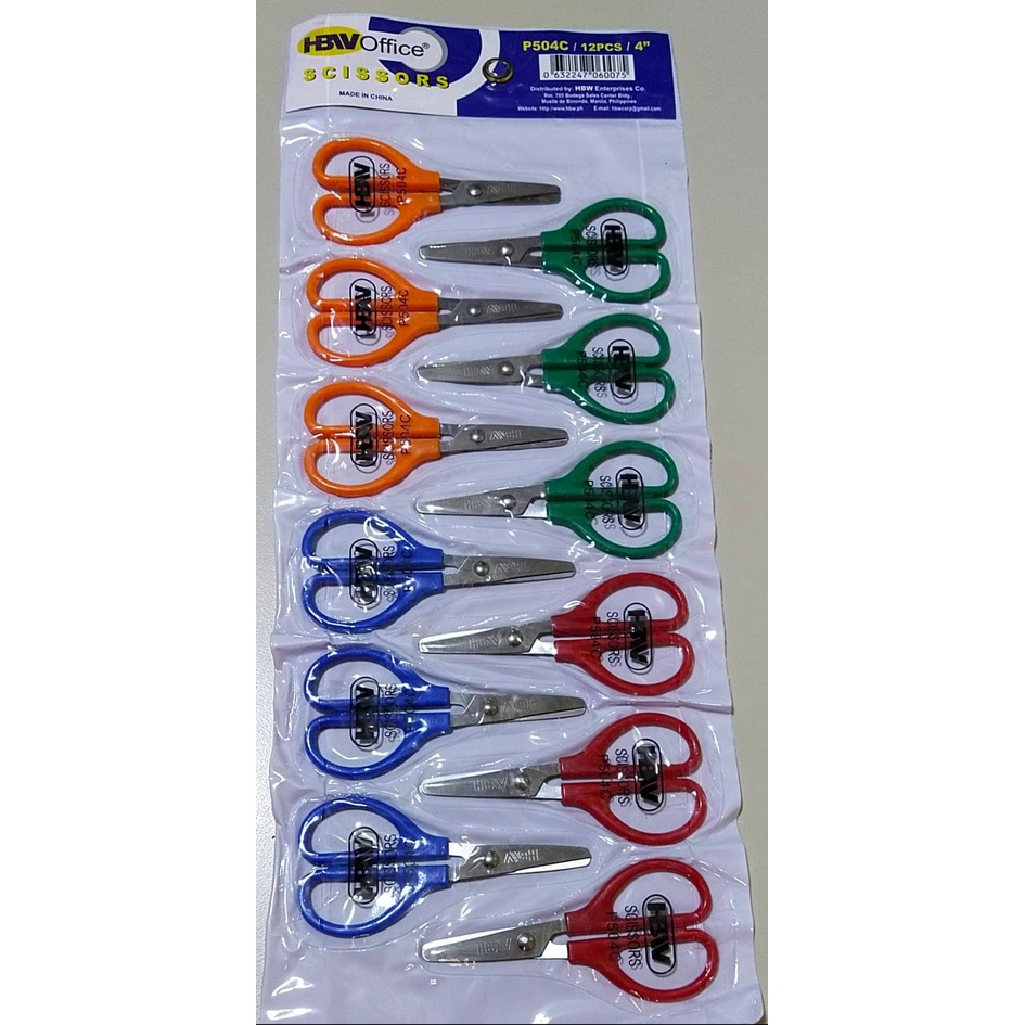 HBW Small Scissors P504C , 4" stainless still with plastic handle , one ...