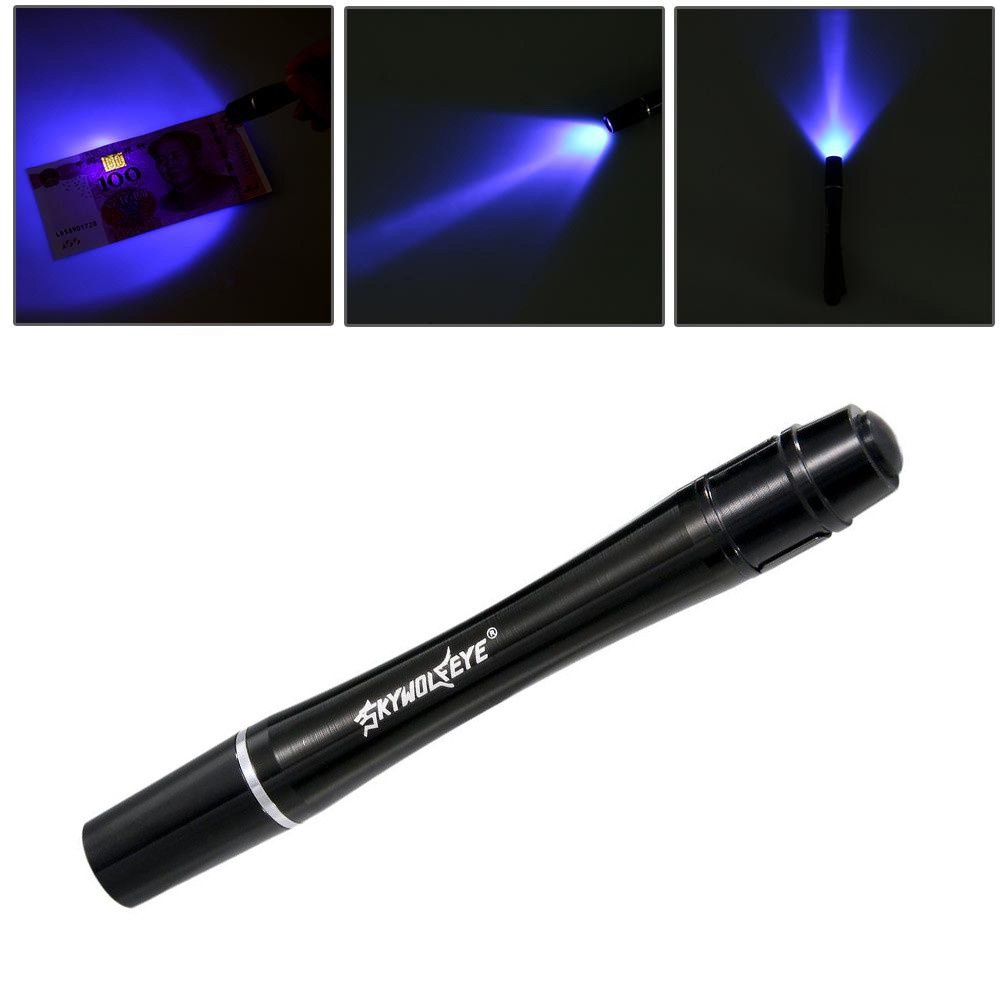 UV Led Flashlight AAA Battery Counterfeit Money Security Marker ...