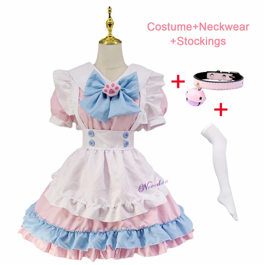 `Anime Maid Outfit Cosplay Lolita Dress Kawaii Pink Maid Uniform ...