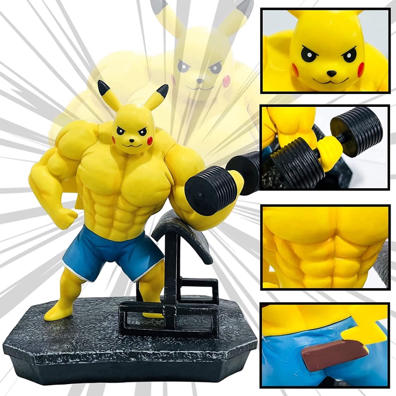17cm Pokemon Muscle Pikachu Weightlifting Charmander Action Figure ...