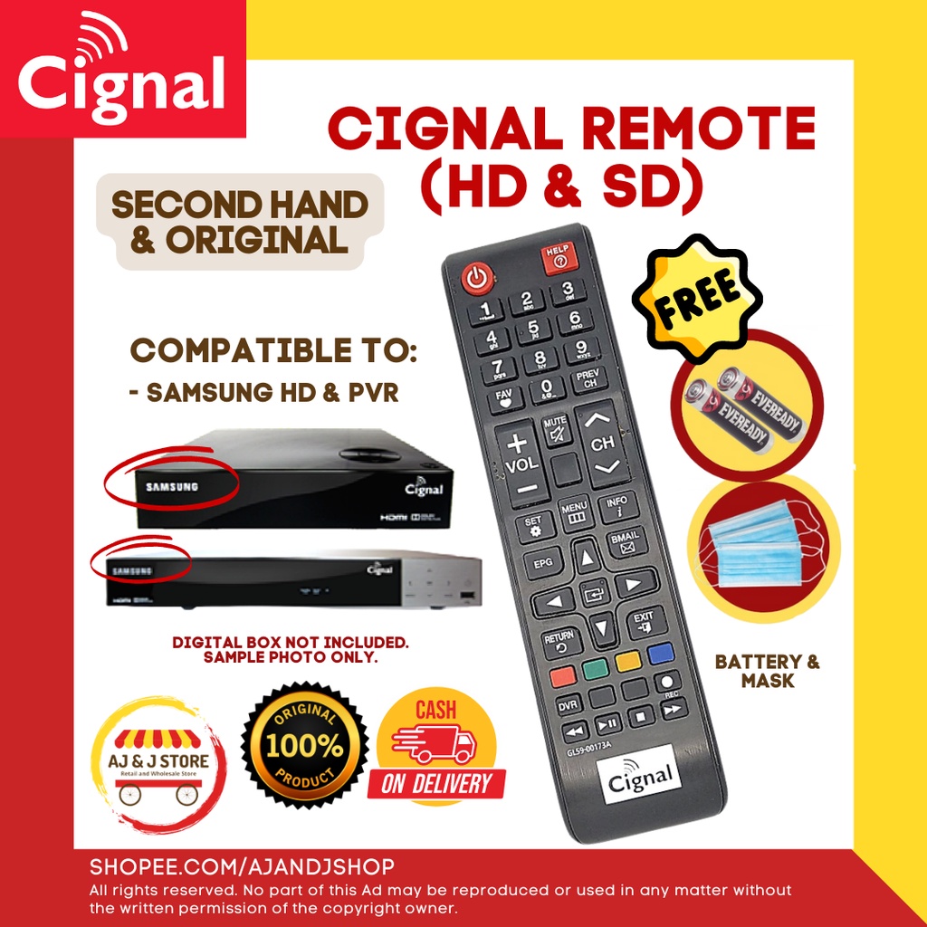 Cignal SAMSUNG Remote (Second Hand & Original) with FREE BATTERY & CASE ...