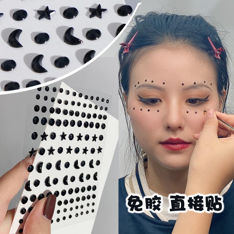 Black rhinestone face stickers Halloween COS makeup stickers dark face ...
