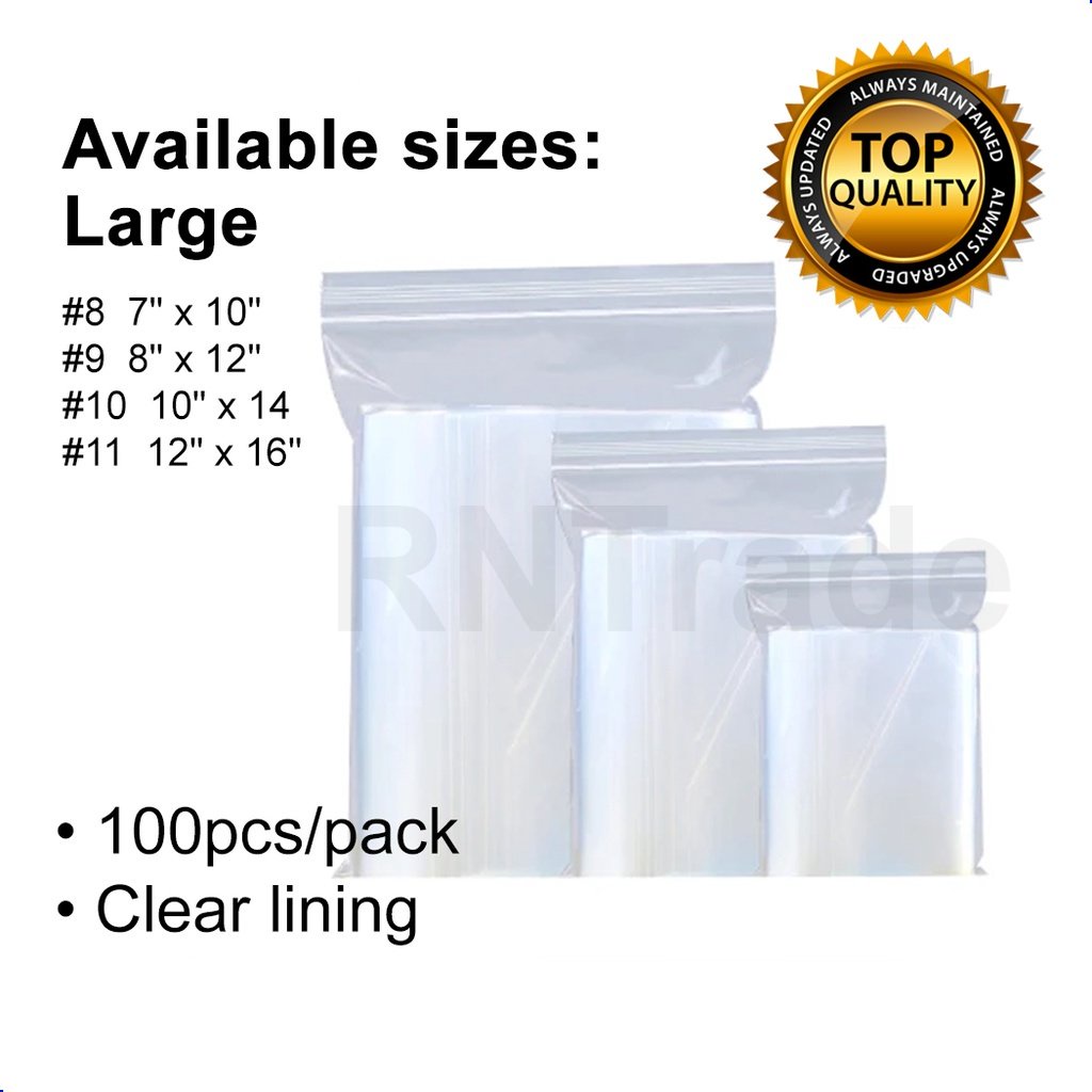Resealable Bag Plastic Bag Large 100pcs, zip lock for Organizing, for Travel RPB | Shopee ...