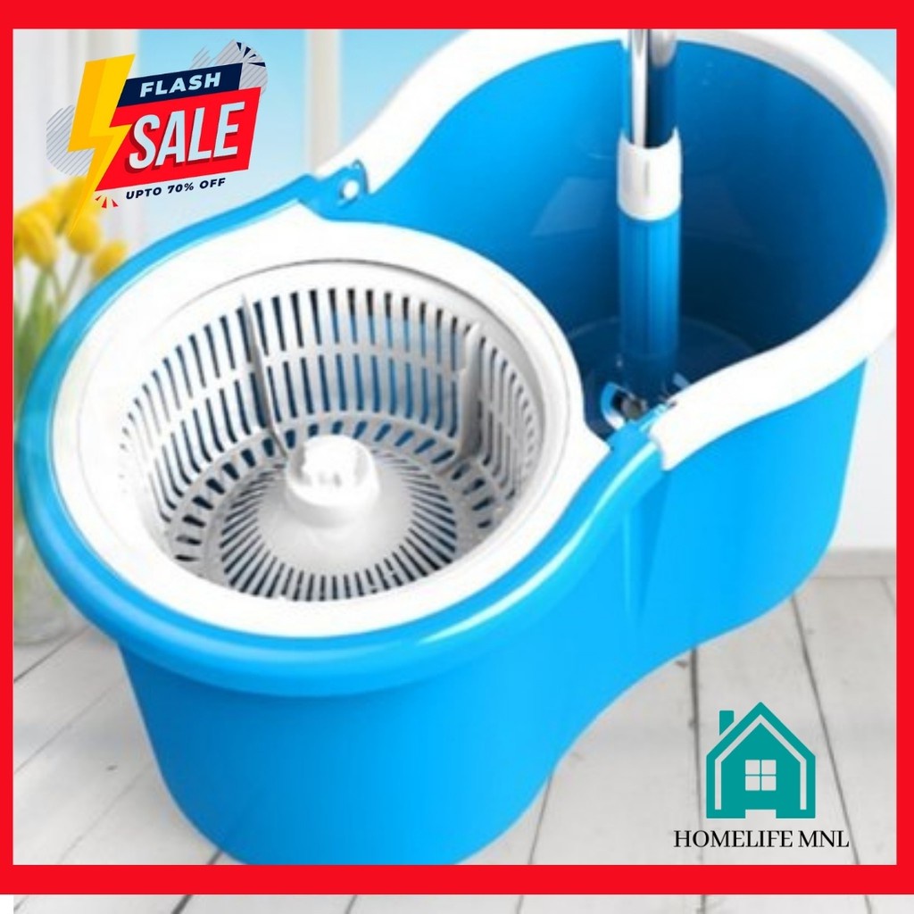 mop with squeezer HL - 360° Spin Mop with Bucket Dual Mop Heads Floor ...