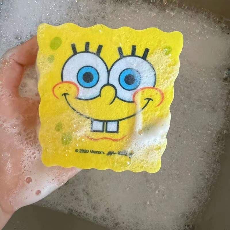 1pcs Cartoon SpongeBob sponge wipe household kitchen cleaning rag ...