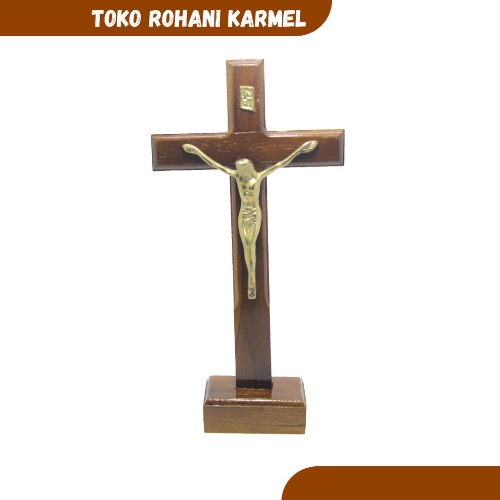 40 CM BRASS KORPUS SITTING CROSS / CATHOLIC TABLE CROSS / ALTAR CROSS ...