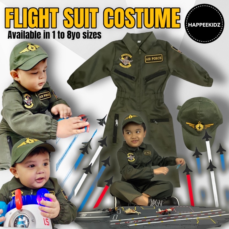 FLIGHT SUIT COSTUME / FIGHTER PILOT JUMPSUIT PRETEND PLAY COSTUME ...