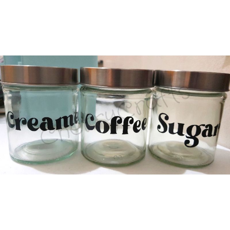 CherryCrafts Glass Canister 300ML with Vinyl Decal Sticker Labels ...