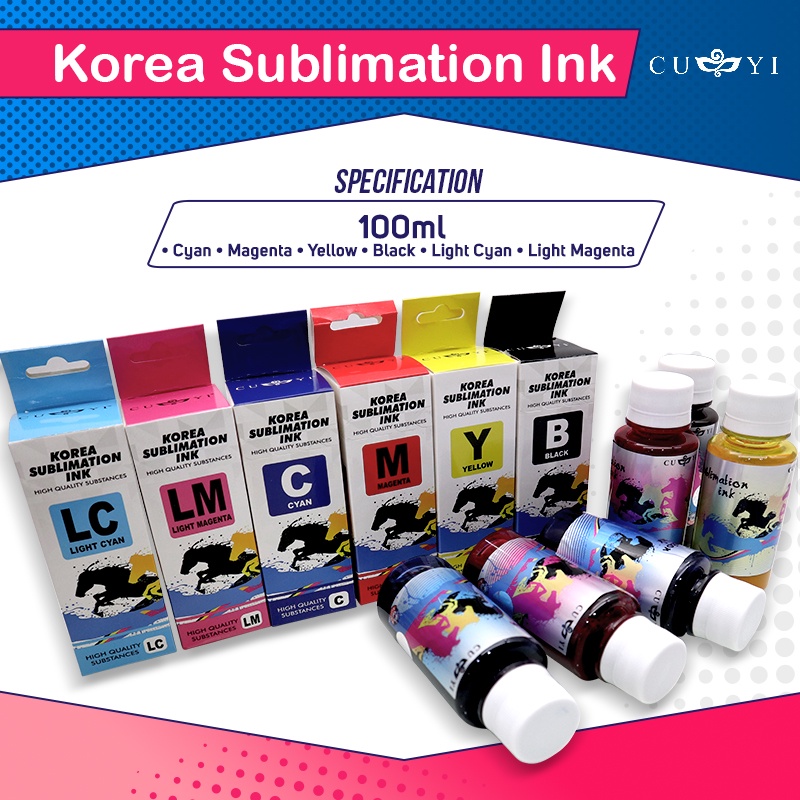 Korea Sublimation Ink 100ml for EP Modified Printer (6 colors) | Shopee ...